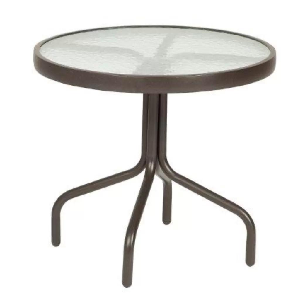 Mesa De Apoio/Lateral Summer Em Alumínio Branco - Com Tampo De Alumínio Ripado